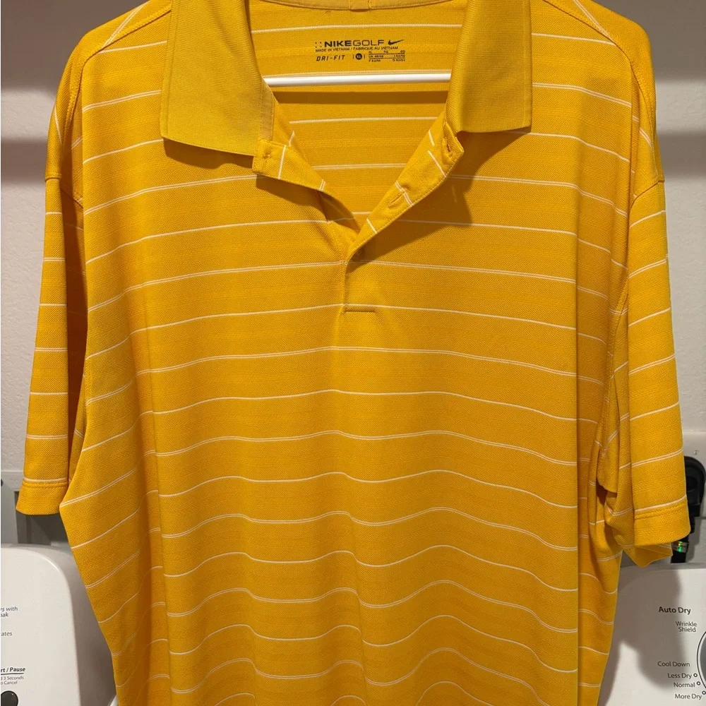 Nike | Shirts | Nike Yellow Striped Polo Shirt | Poshmark
